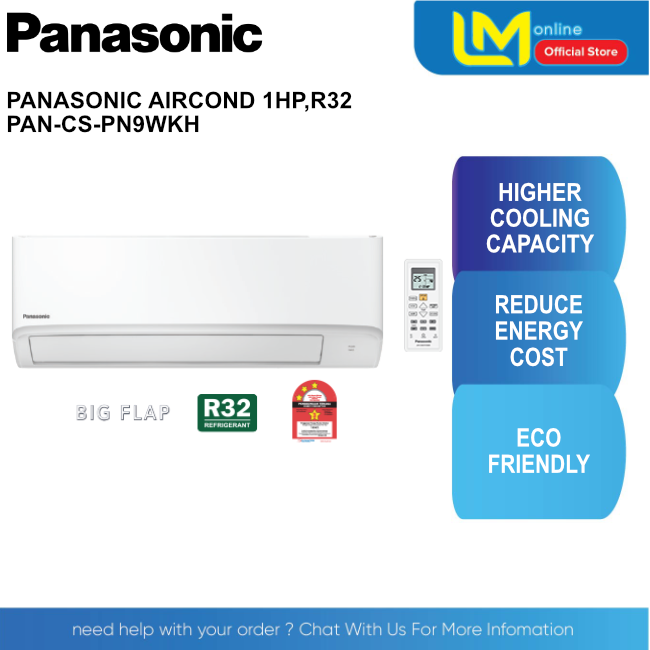 PANASONIC 1HP R32 NON INVERTER AIR CONDTIONER CS-PN9WKH-1 | Lazada