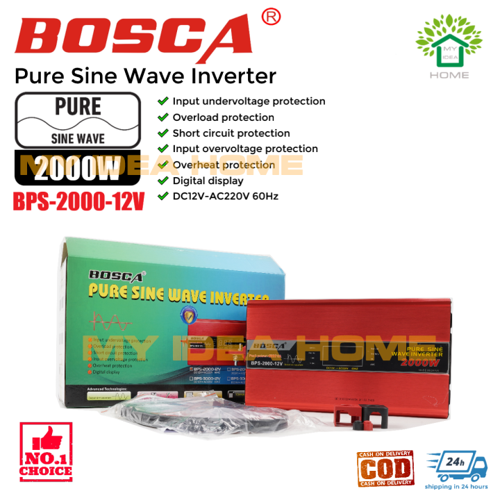 Bosca Pure Sine Wave Inverter 1000W/1500W/2000W Power Inverter DC12V To ...