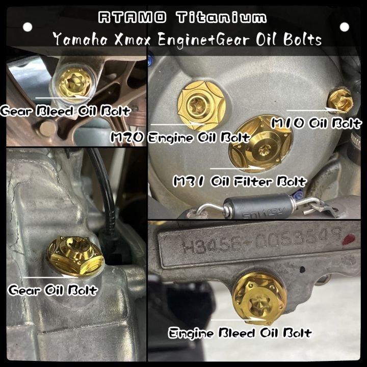 RTAMO | Gr5 Titanium Engine Duo Cap Gear Oil Bolts Fits Yamaha Xmax 300 ...