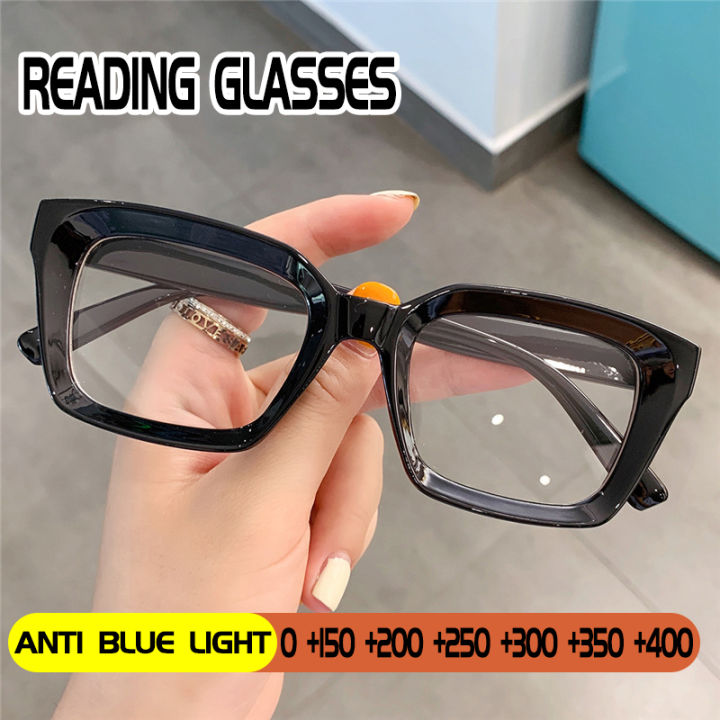 Retro Square Full Frame Reading Glasses For Men And Women Anti Blue ...