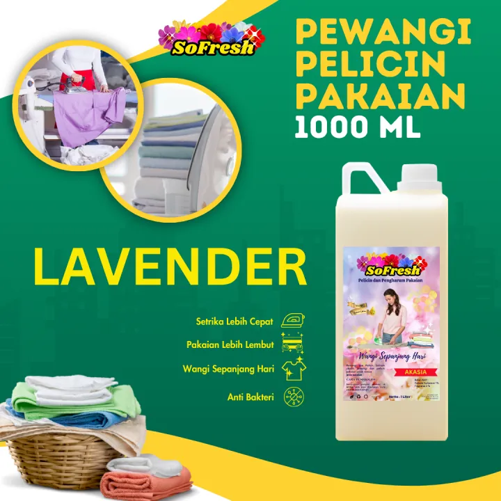 Super Laundry Pelicin dan Pewangi Setrika / Parfum Laundry Anti Bakteri Aroma Lavender 1 Liter ...