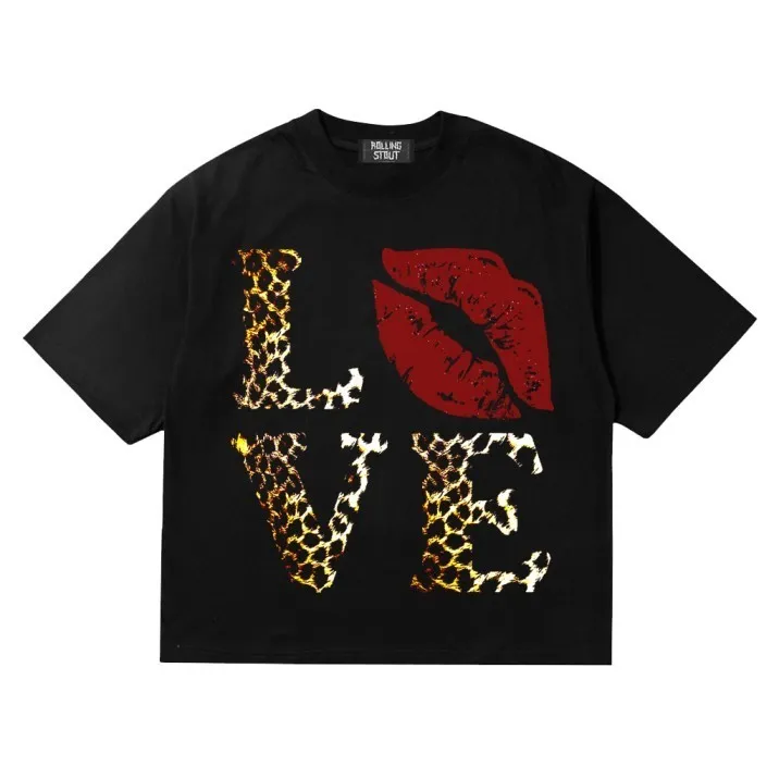【COD】 Rollingstout Love Leopard - Boxy fit Kaos Oversized Tshirt Black ...