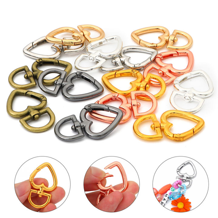 2Pcs Alloy Keychain Key Rings Silver Rhodium Gold Color Heart Key ...