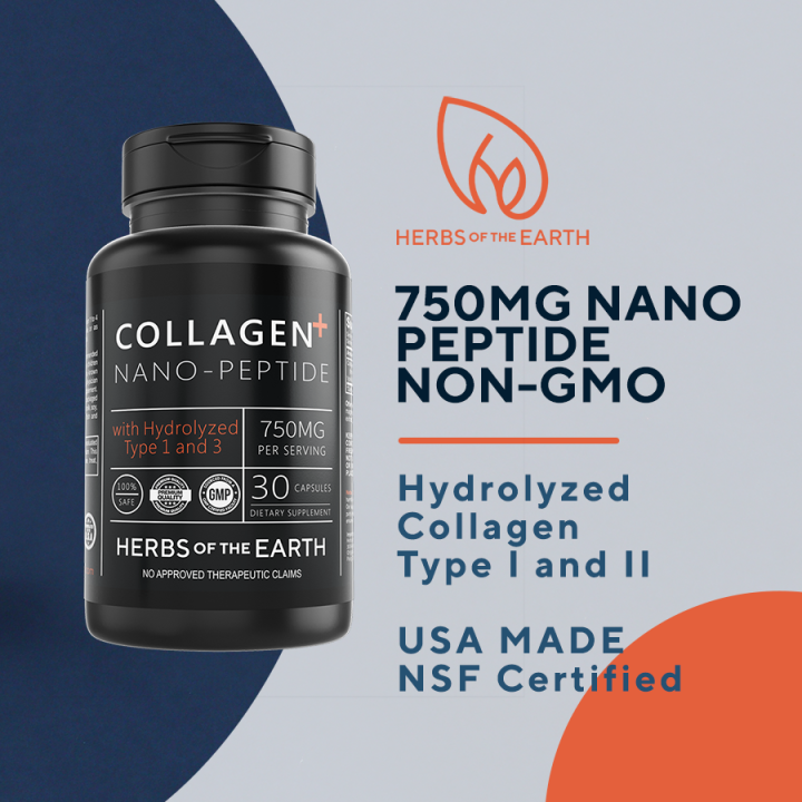 Collagen Nano Peptides Hydrolyzed Types 1 and 3 - 750 MG 30 Capsules ...