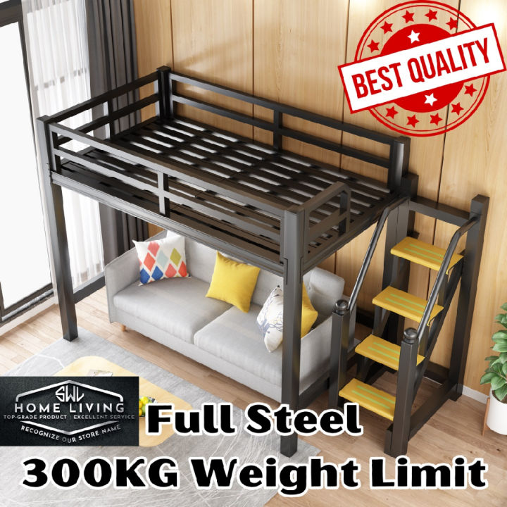 Queen Loft Bed For Adults & Children 300KG Weight Support Bed Room Loft ...