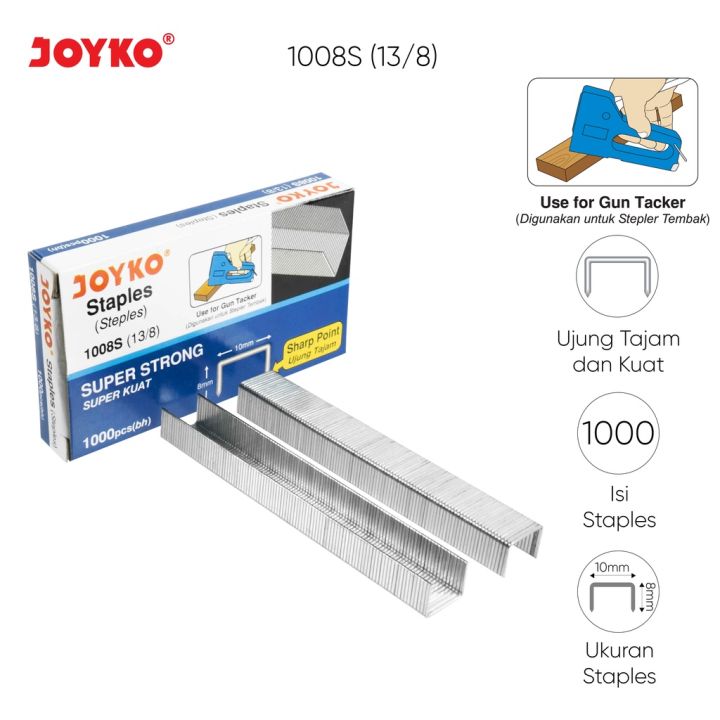 Staples Hekter Tembak / Atom Isi Stapler Gun Tacker Refill Joyko 1008S ...