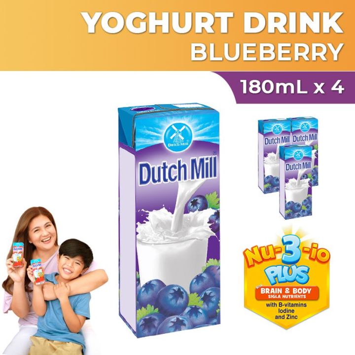 Dutch Mill Yoghurt Drink Superfruits with Mixed Berries Juice 180ml x 4 | Lazada PH