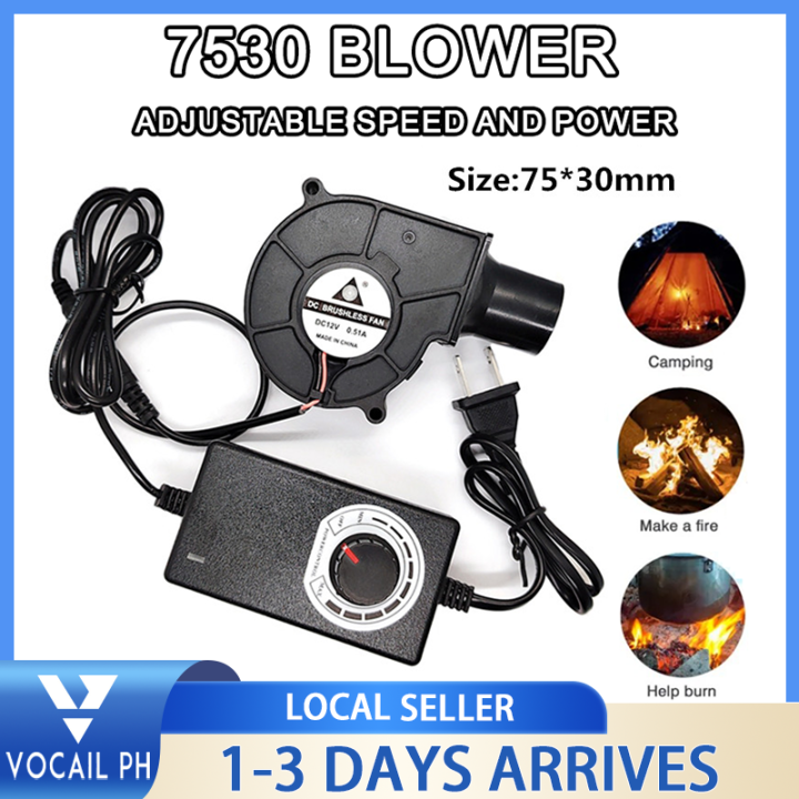 【Philippines Stock】7530 Outdoor BBQ Fan PWM Blower DC 12V/AC100V-240V ...