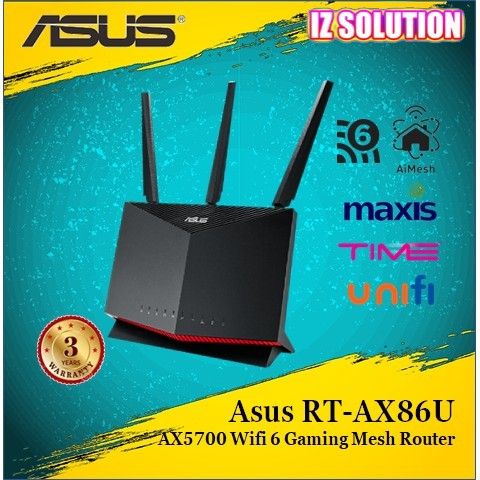 ASUS RT-AX86U / RT-AX86S AX5700 Dual Band WiFi 6 Gaming Router Mesh ...