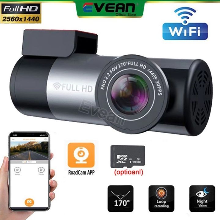 Evean Full HD 2K 1080P Dash Camera Hidden WIFI Driving Recorder Night ...