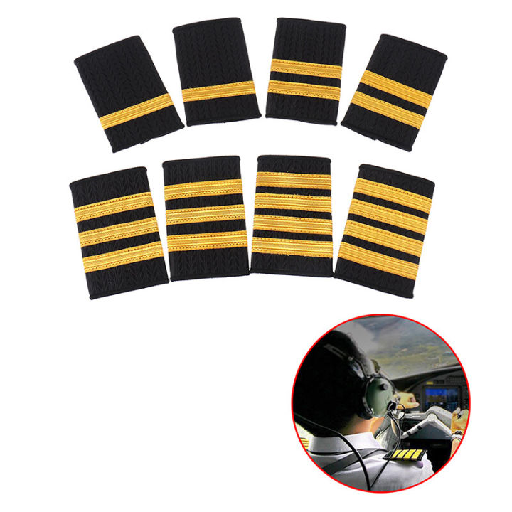 [Kliniki] 1Pair Epaulettes Professional Pilot Uniform Epaulets Gold ...