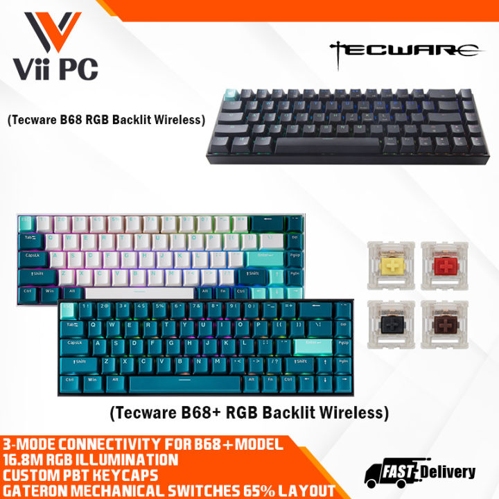 Tecware B68+ and B68 Wireless Mechanical Keyboard 65% layout, Wired ...