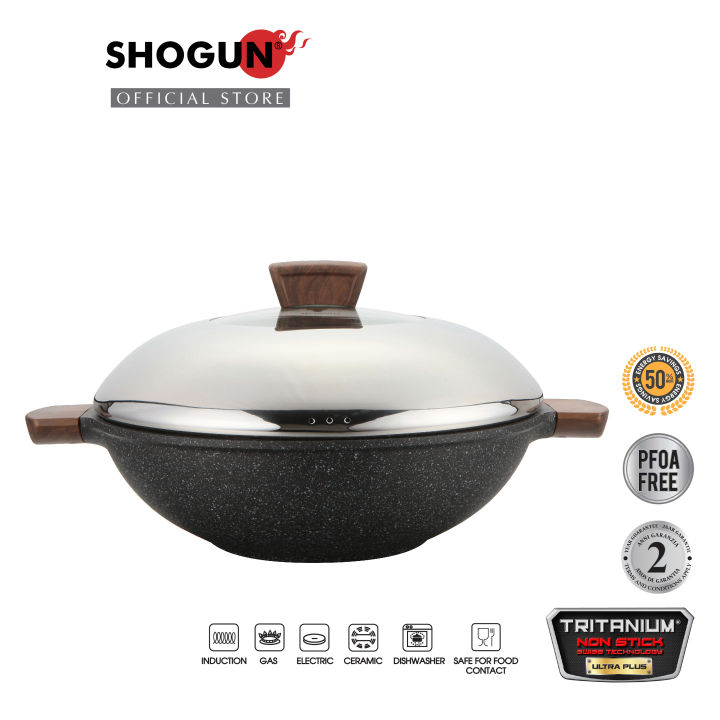 Shogun Granite Plus 36cm Non-stick Covered Wok, 7.6L (IH) | Lazada