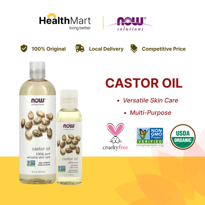 [SG] Now Foods Solutions, 100% Pure Castor Oil - 118ml / 473ml (Multi ...