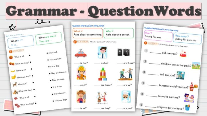 [PRE125] 28 pages Grammar - Question Words 0 to10 Worksheet for Pre ...