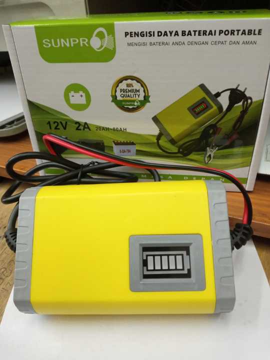Battery Charger Sunpro 12v2a (20ah-80ah) Adaptor cas Aki 12V / cas aki ...