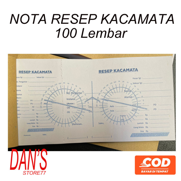 Nota RESEP pencatatan Pembelian Kacamata Plus Minus Cylinder Frame isi ...