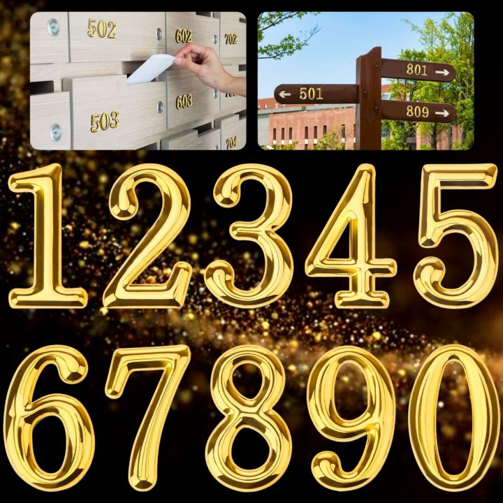 10PCS 3D Self-Adhesive Mailbox Numbers – Gold & Silver Address Number ...