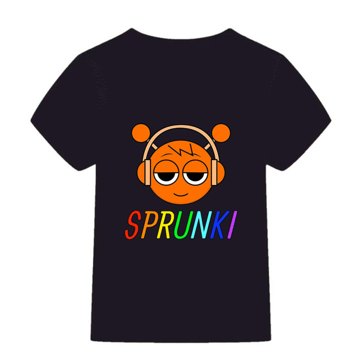 เสื้อยืดเด็กลาย Happy Oren จาก Sprunki เสื้อยืดแขนลำลองขาสั้นทรงหลวมใส่ ...