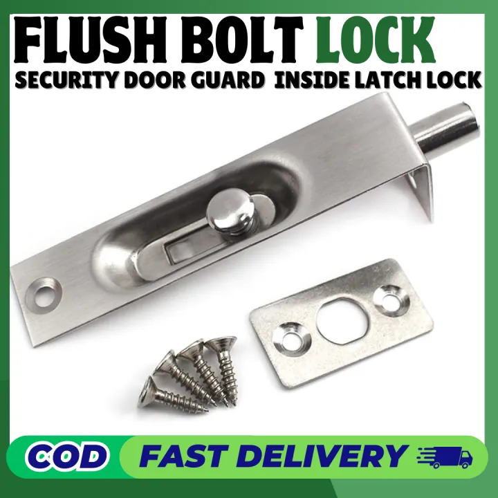 Flush Bolt Slide Lock | Heavy-Duty Door Security Latch | Stainless ...