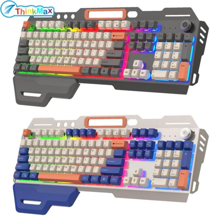 Gaming Keyboard Colorful Backlight Mechanical 104 Keys Portable Wired ...