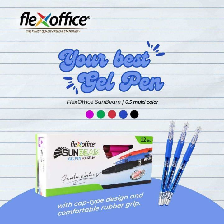 FLEXOFFICE SUNBEAM 0.7mm STICK GEL PEN | Lazada