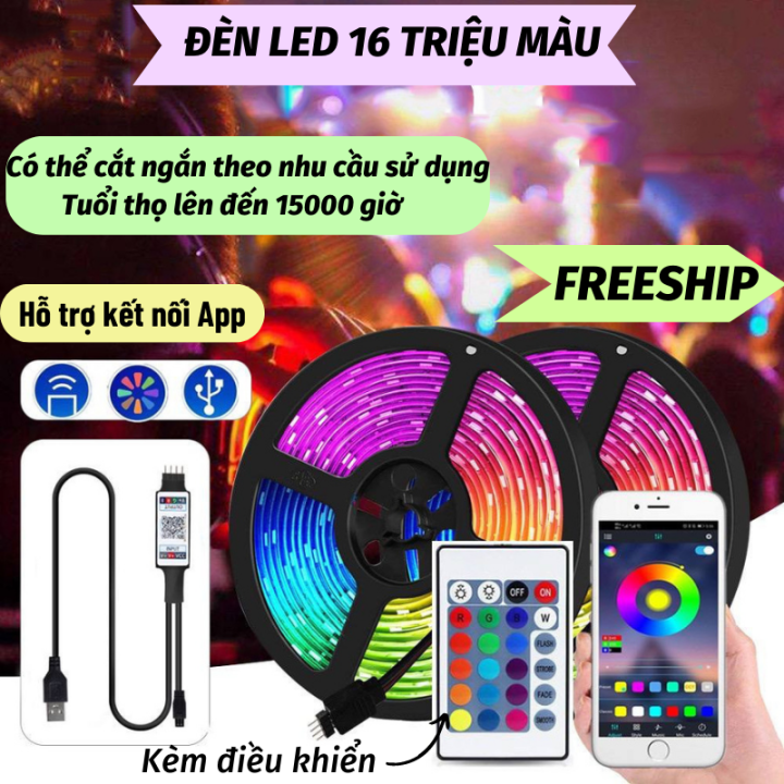 Dây Đèn Led Đèn Led Cuộn RGB 16 Triệu Màu Có Kèm Điều Khiển LEON STORE ...