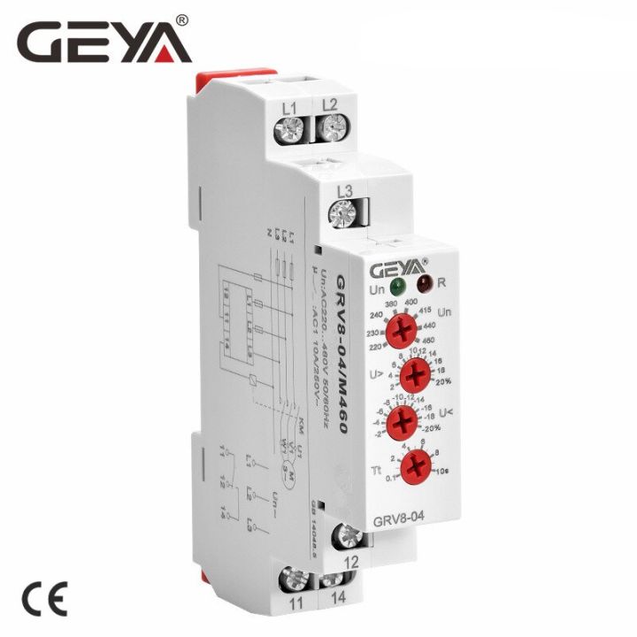 GEYA GRV8-04 3 Phase Voltage Monitoring Relay with Phase protection Delay Time Overvoltage and ...