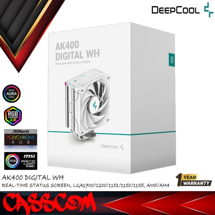 Deepcool AK400 DIGITAL White Fan With Intel LGA1700 CPU Cooler AMD AM5 ...