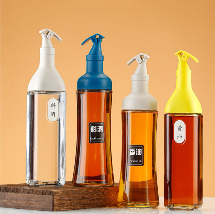 Kitchen Helper Condiments Bottle 500ML Square Glass Oil Bottle Soy ...