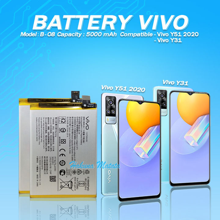 Baterai B-O8 Vivo Y51 2020 / Vivo Y31 / V2030 5000mAh Battery Original ...