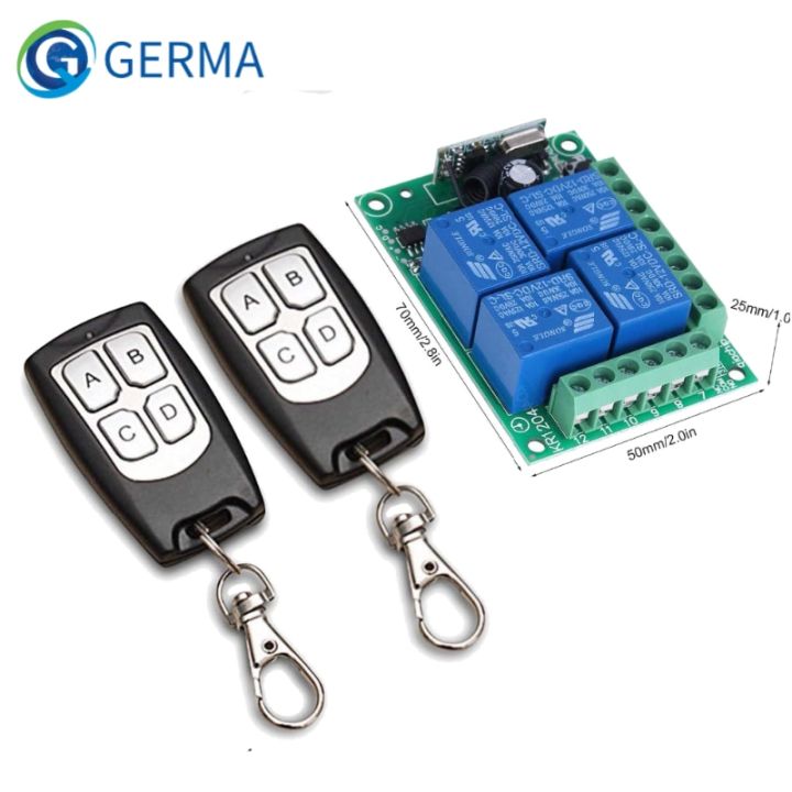 GERMA Universal Wireless Remote Control Switch DC 12V 4CH Relay Receiver Module With 4 Channel ...