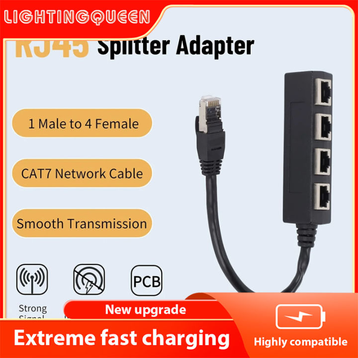 RJ45 Ethernet Cable Adapter Extension Cable One In Four Network Cable ...