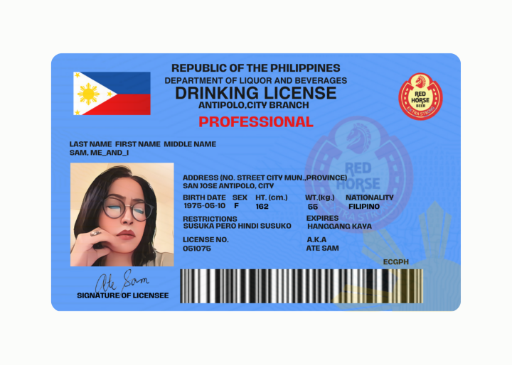 Personalized Drinking License ID Card (For fun and entertainment use ...