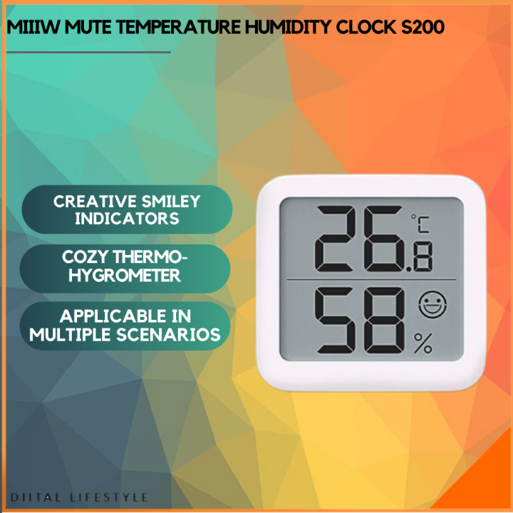 Miiiw Mute Temperature Humidity Clock Digital Hygrometer Alarm Clock ...