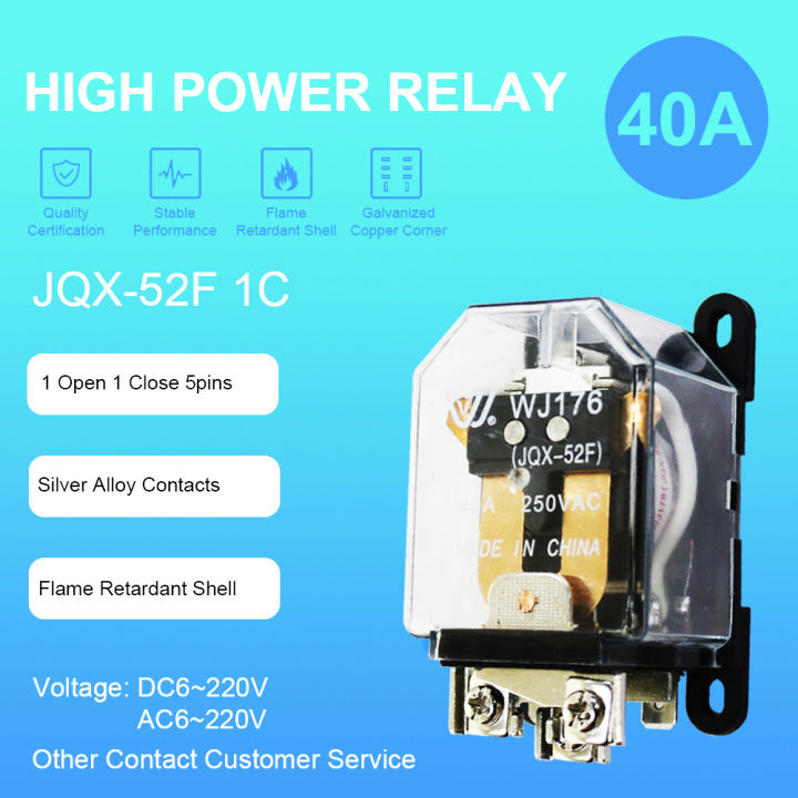 JQX-52F SPDT 24 vdc relay 220v 12v 40A High Power Relay Electromagnetic ...