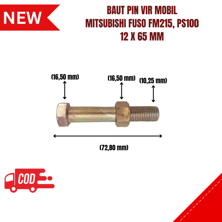Baut Pin Vir MITSUBISHI FUSO FM215 PS100 Ukuran 12 x 65 Warna Kuning ...