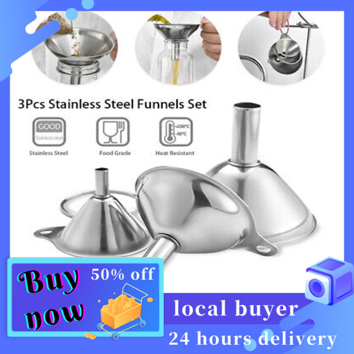 【Hot Sale】3 Pieces/Set Mini Stainless Steel Funnels with 3 Sizes Integrated Liquid Dispenser ...