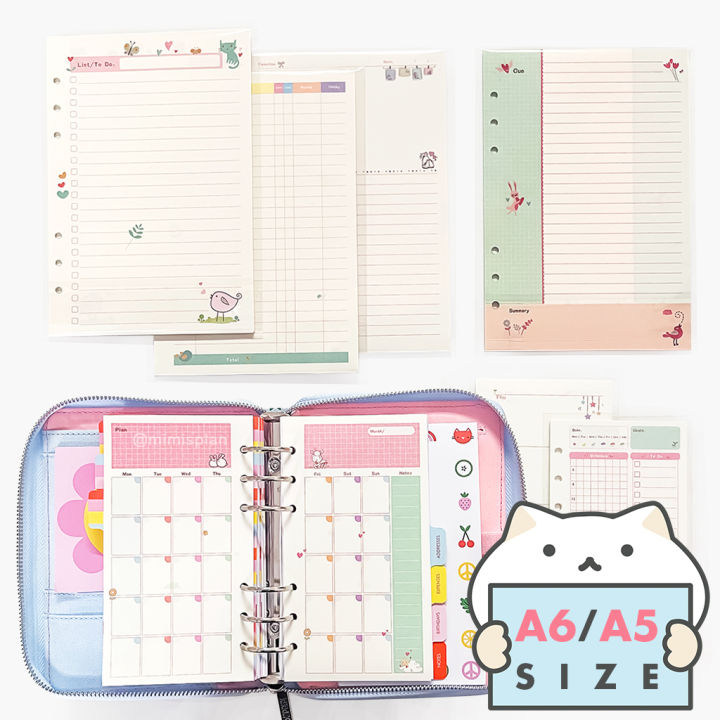 กระดาษรีฟิล 6 รู Cartoon Plan A6/A5 Planner Refill Paper Insert Diary 6 ...