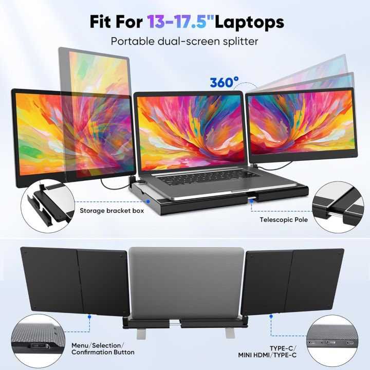 [pantorastar] OFIYAA F3 14 inch Laptop Screen Portable Triple Monitor ...