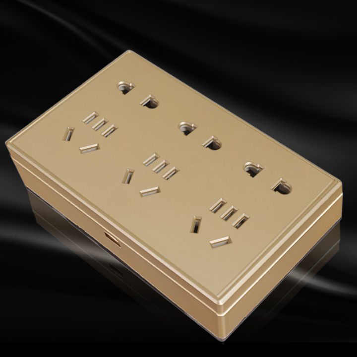 Surface-mounted switch socket panel package household champagne gold ...