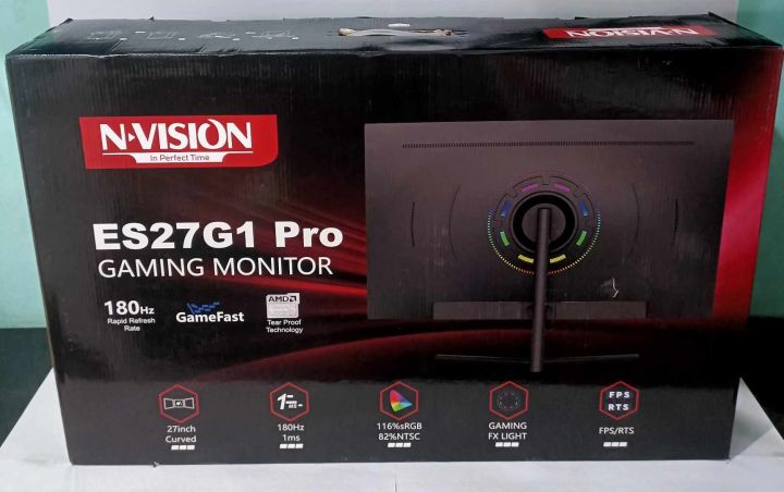 NVISION ES27G1 PRO 27INCHES 180hz LED GAMING CURVE MONITOR AMD FREESYNC ...