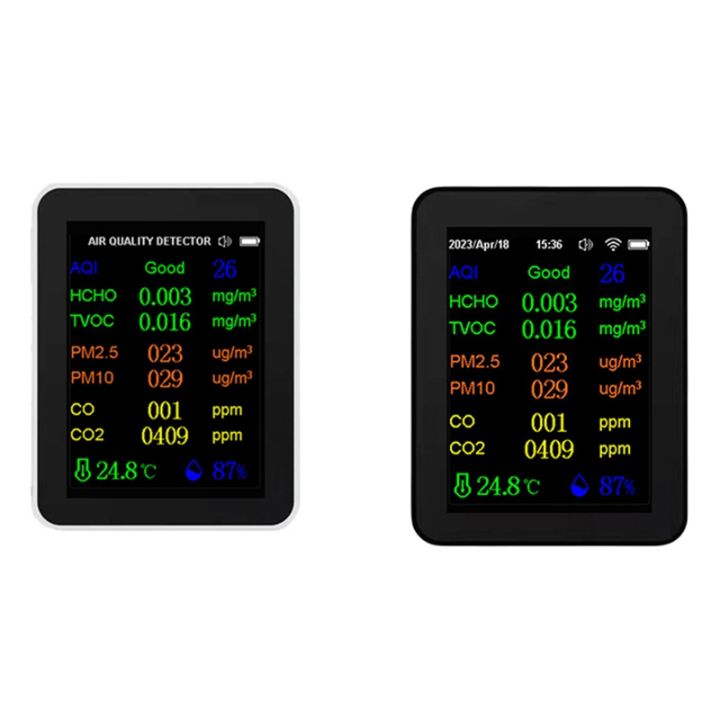 12 in 1 Air Quality Monitor CO2 Monitor with Time/ Date Display WIFI ...