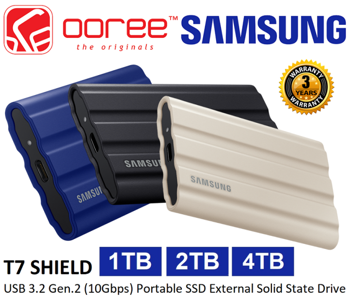 SAMSUNG T7 SHIELD USB 3.2 GEN.2 (10GBPS) EXT SSD EXTERNAL SOLID STATE ...