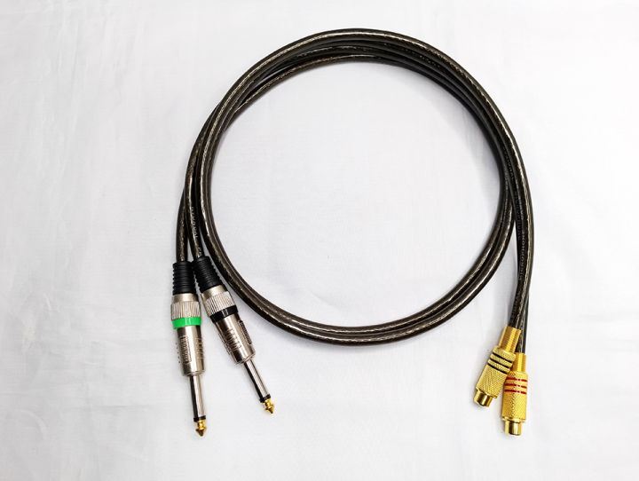 PC FIRST DUAL 6.35mm 1/4 MALE PL55 TS MONO to 2-RCA FEMALE GOLD PLATED ...