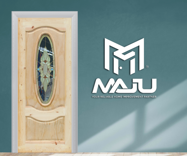 MAJU WOODEN GLASS DOOR / PINTU KAYU CERMIN 'TELUR' 33-6/8" X 83" | Lazada