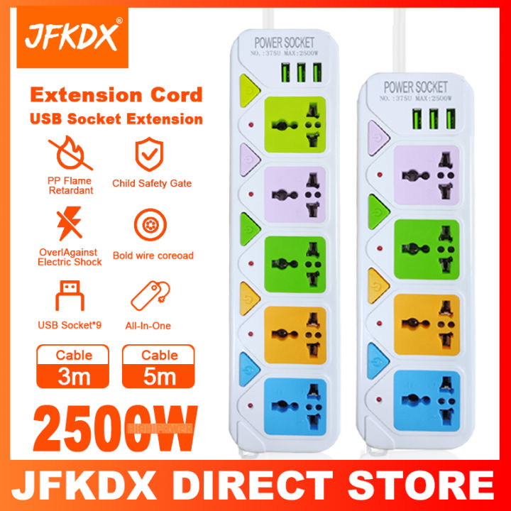 5M Extension Outlet With USB Extension Socket Extension Wire Power ...