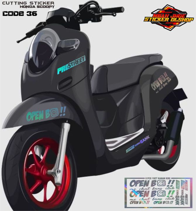 cutting sticker motor honda scoopy body hitam | Lazada Indonesia