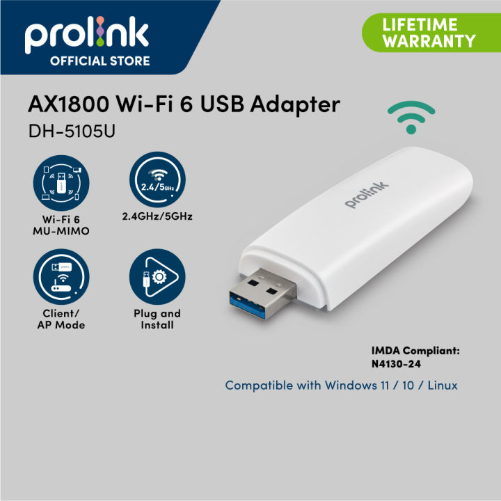 Prolink AX1800 AC1300 AX900 MU-MIMO Dual-band Wireless USB Adapter ...