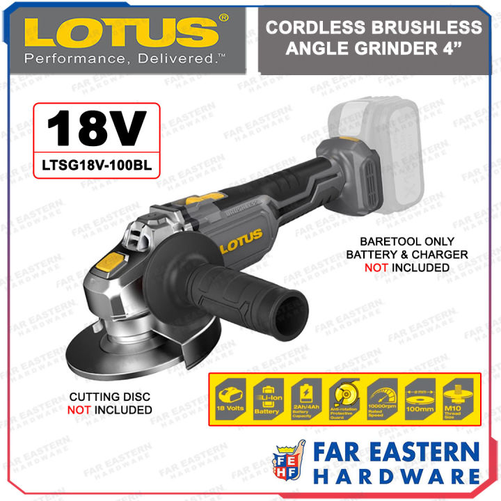 LOTUS Cordless Brushless Angle Grinder 4" 18V LTSG18V-100BL (BARETOOL ...